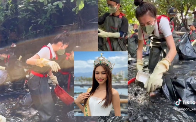 Thùy Tiên dọn rác giữa dòng kênh đen khiến CĐM sửng sốt: Hiếm hoi mới ...